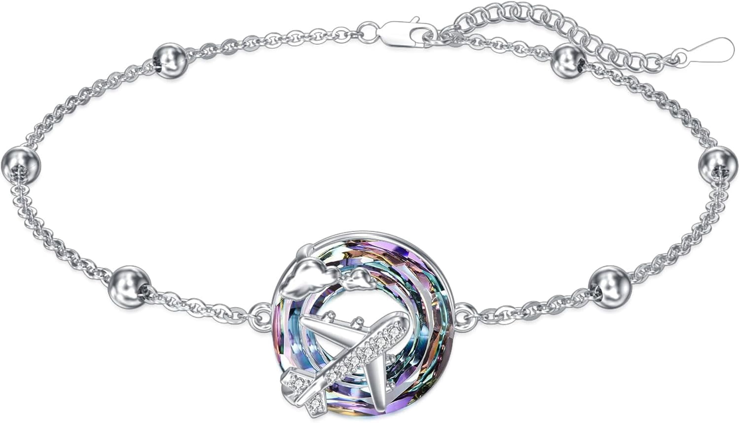 Airplane Bracelet 925 Sterling Silver Airplane Link Bracelet Created ...