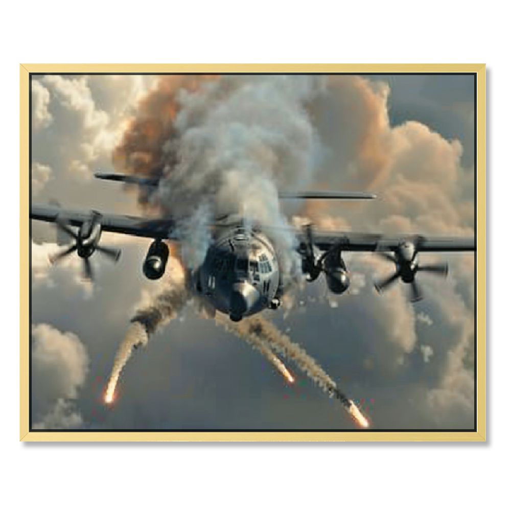 Airplane Canvas Wall Art Prints Air Gunship Fighter Jet Poster Aviation ...