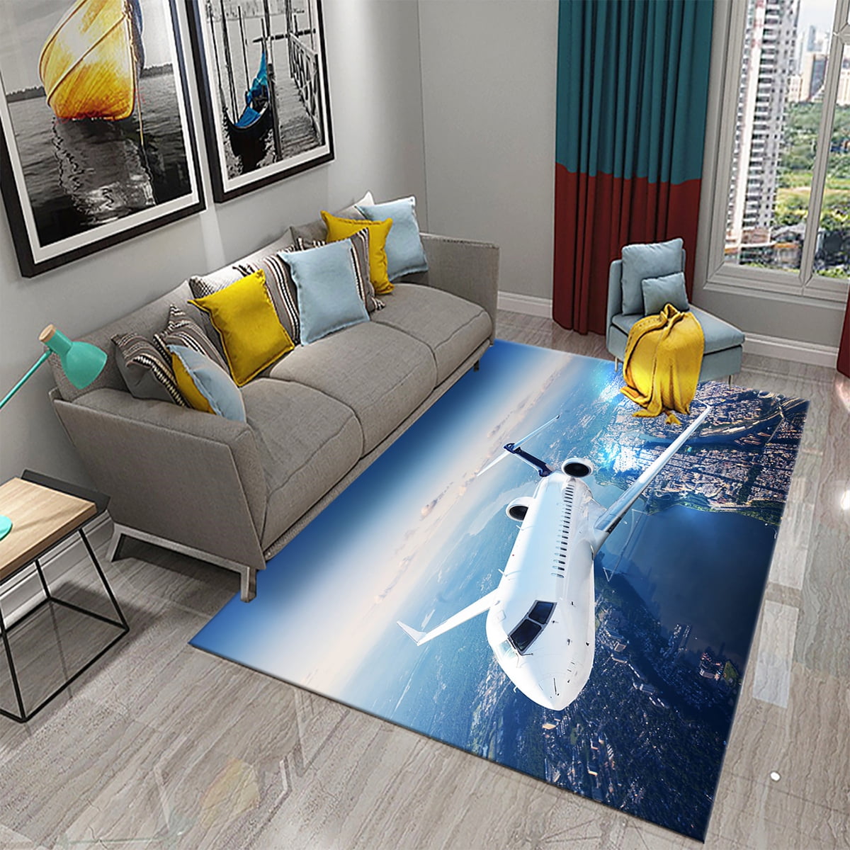Airplane Carpet Sky Sunset Scene Area Mat for Kitchen Bathroom Entrance ...