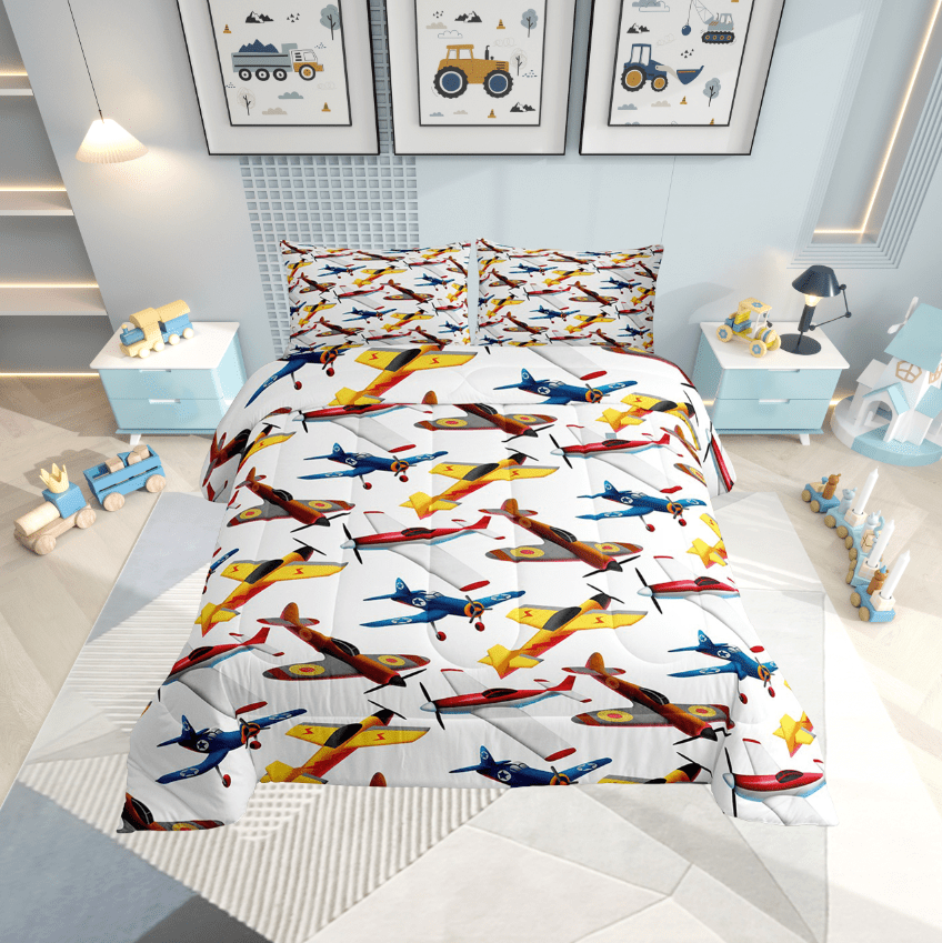 Airplane Comforter Set Multicolor Aircraft Bedding Set King,Aircraft ...