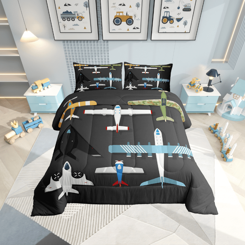 Airplane Comforter Set Vintage Aircraft Bedding Set King,Fighter Plane ...