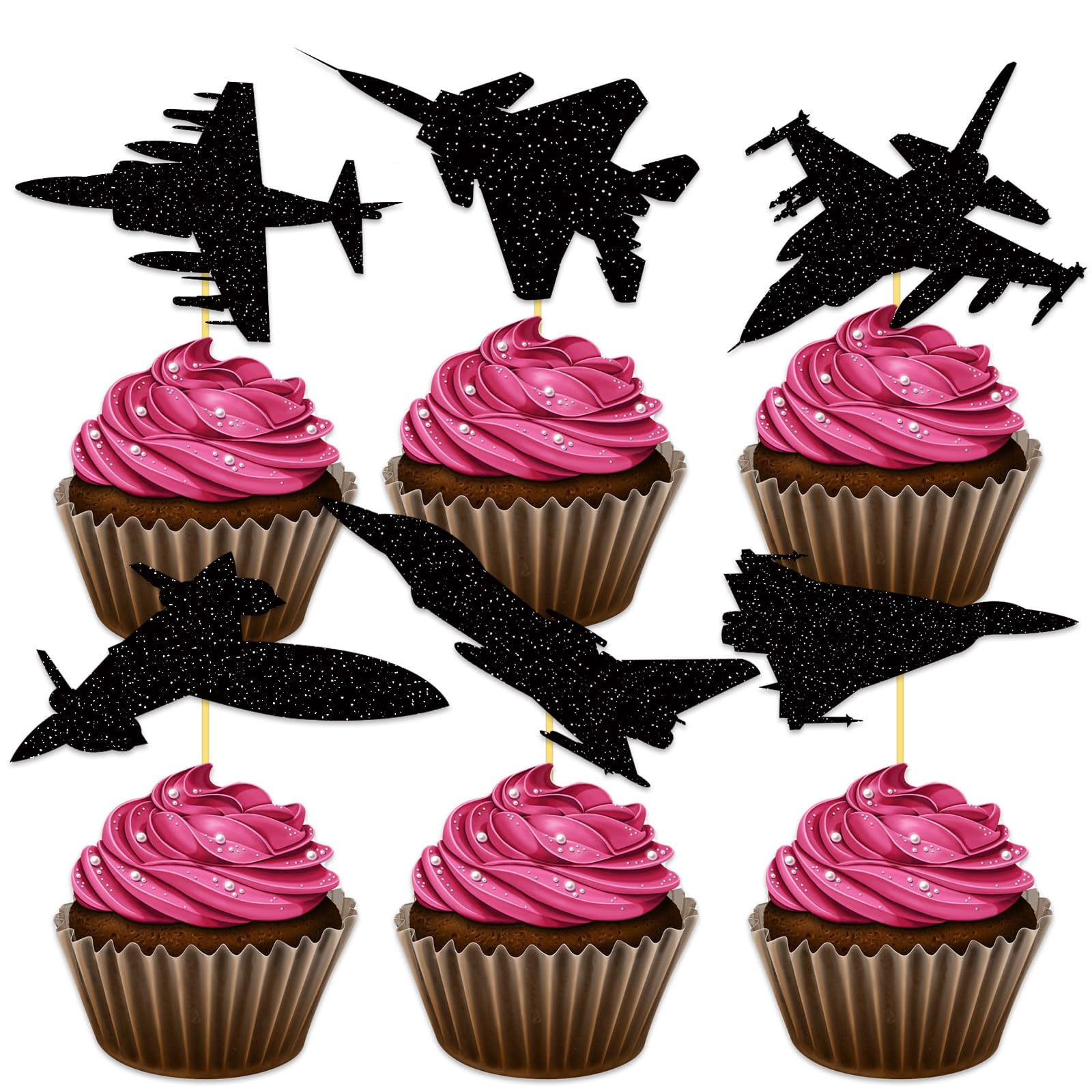 Airplane Cupcake Topper for Fighter Flying Theme Party Favors ...