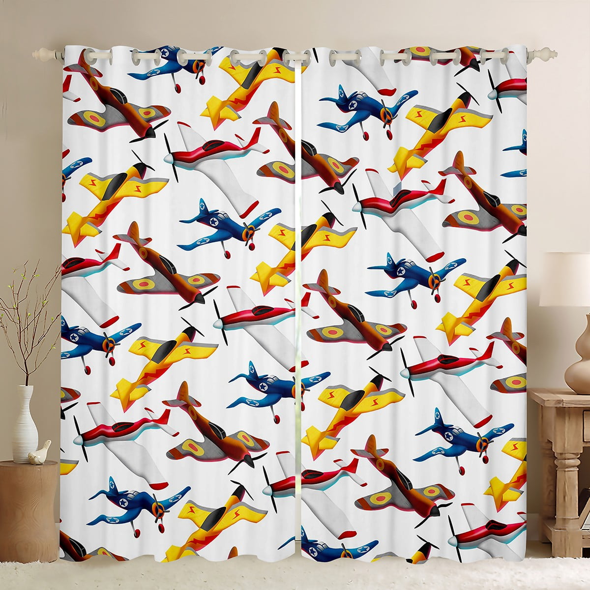 Airplane Curtains Multicolor Aircraft Blackout Curtains for Bedroom 2 ...