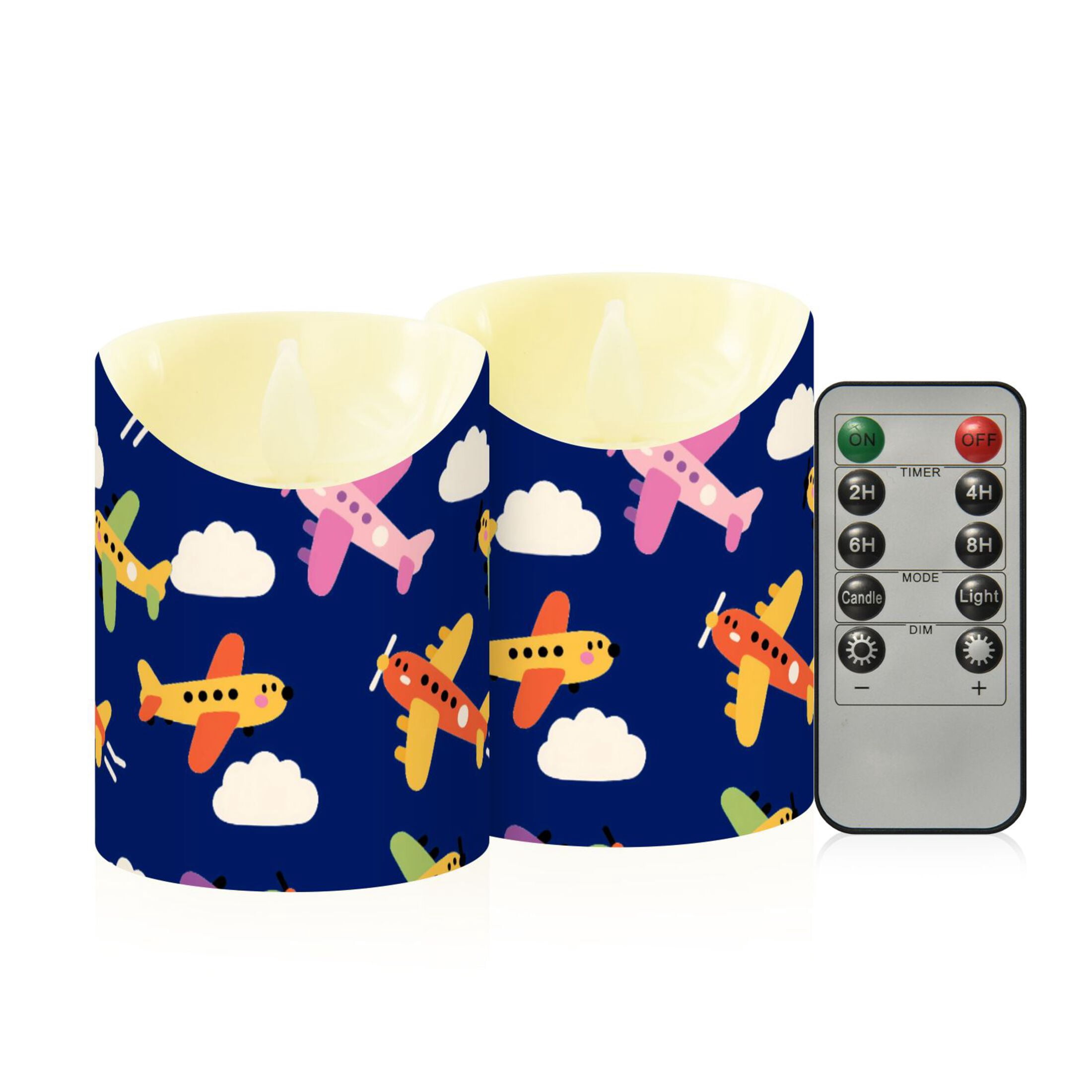 Airplane Dark Pattern Flameless Candles 2 PCS with Remote Realistic ...