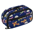 Airplane Dark Pattern PVC Pencil Case Water-Repellent Clear Window ...