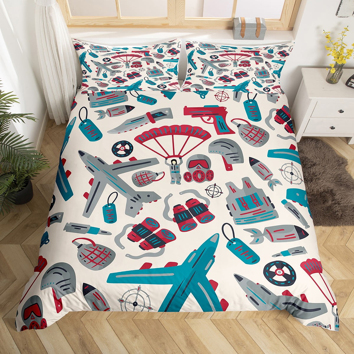 Airplane Duvet Cover Aviation Aircraft Military Transport King Bedding ...