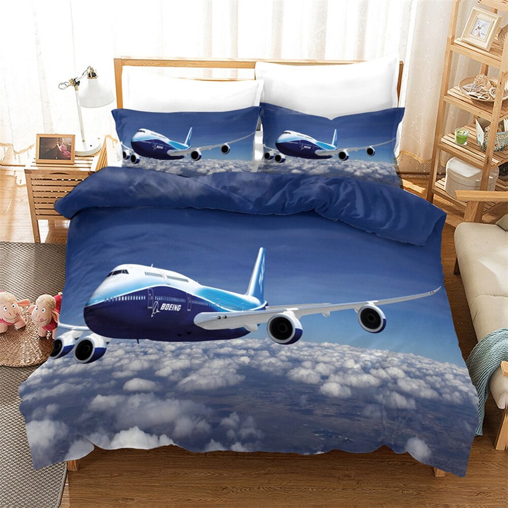 Airplane Duvet Cover Aviation Aircraft Sky Polyester for Kids Children ...
