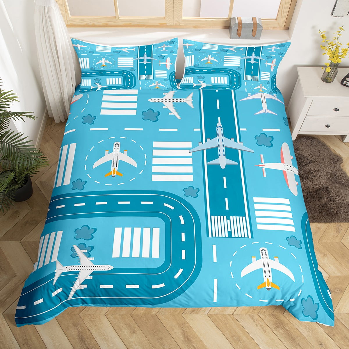 Airplane Duvet Cover Cartoon Aeroplane Twin Bedding Sets for Boys ...