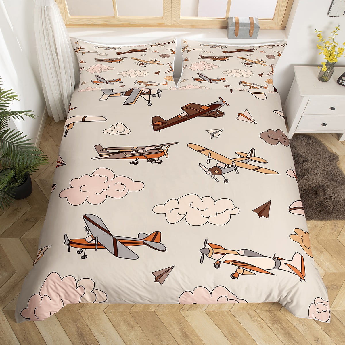 Airplane Duvet Cover Cute Aviation Aircraft Bedding Set Twin,Aeroplane ...
