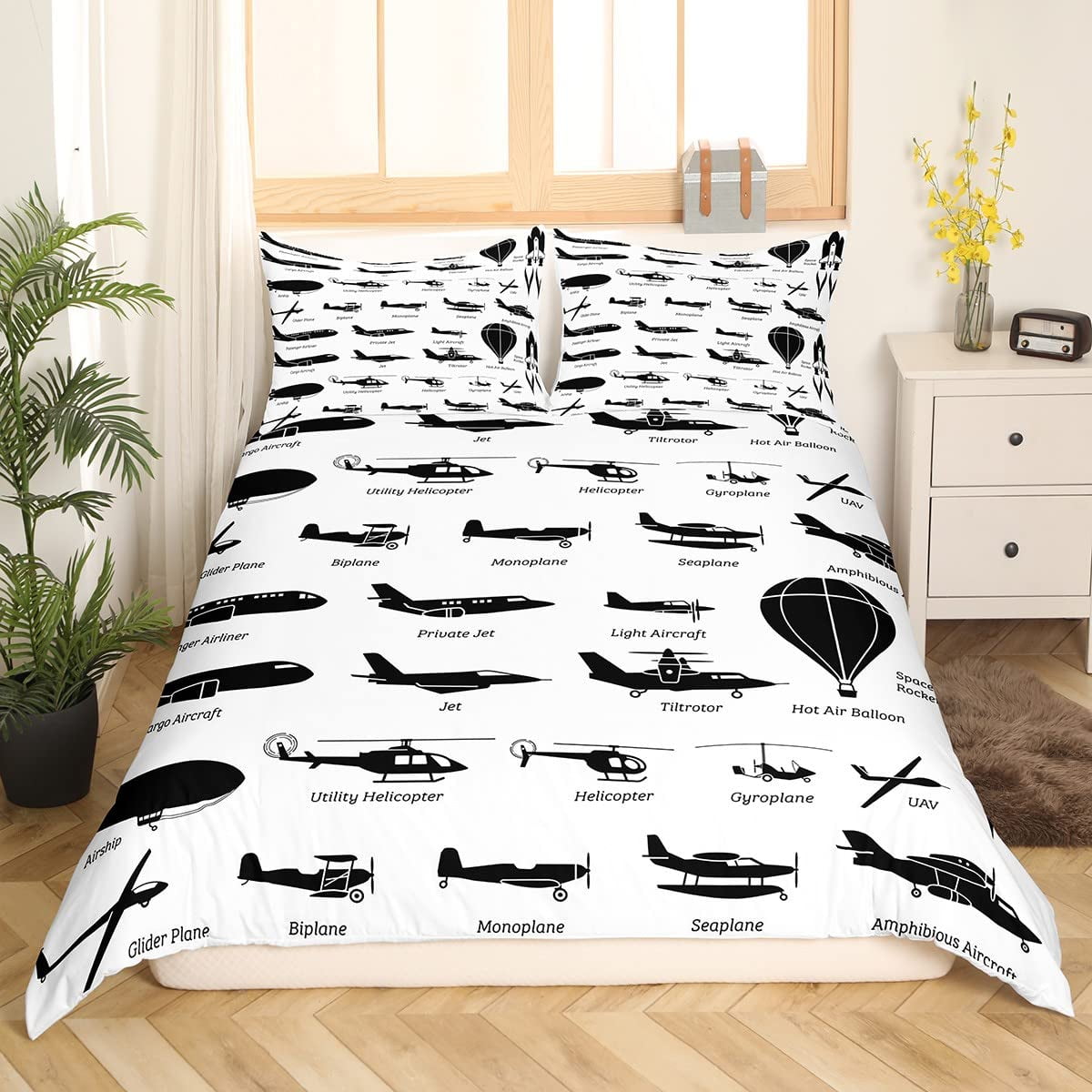 Airplane Duvet Cover Planes Fying In Air Aviation Airport Helicopters ...