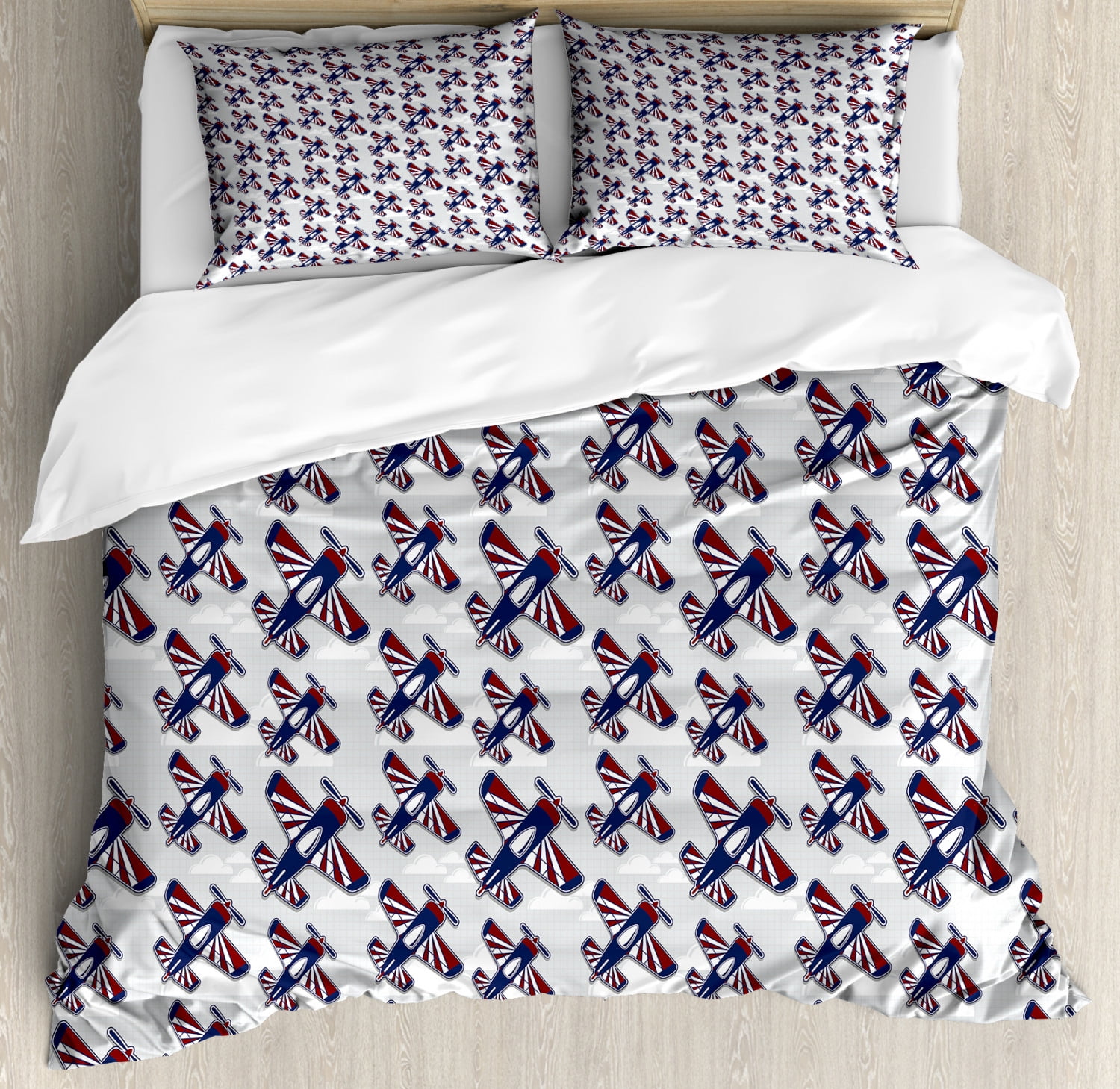 Airplane Duvet Cover Set King Size, Aviation Theme Pattern with ...