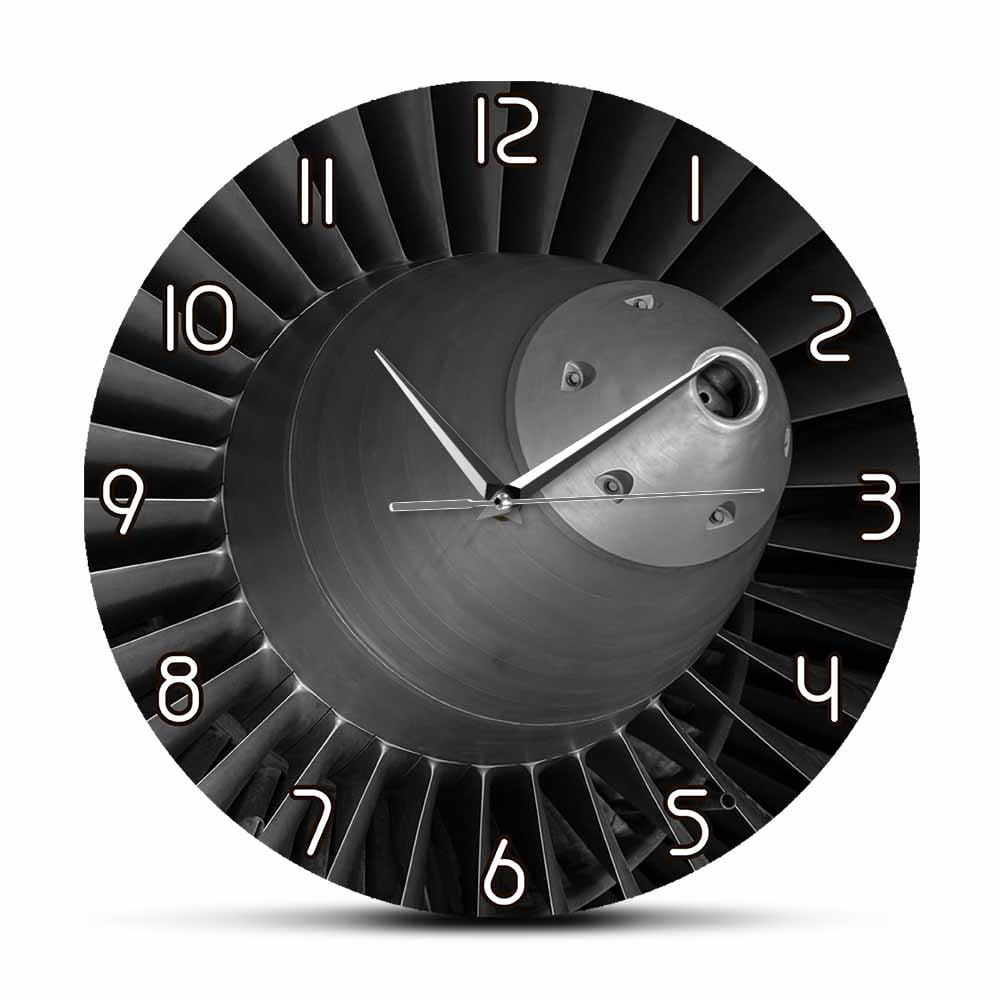 Airplane Engine With Fan Blades Aviation Wall Clock Aircraft Turbine ...