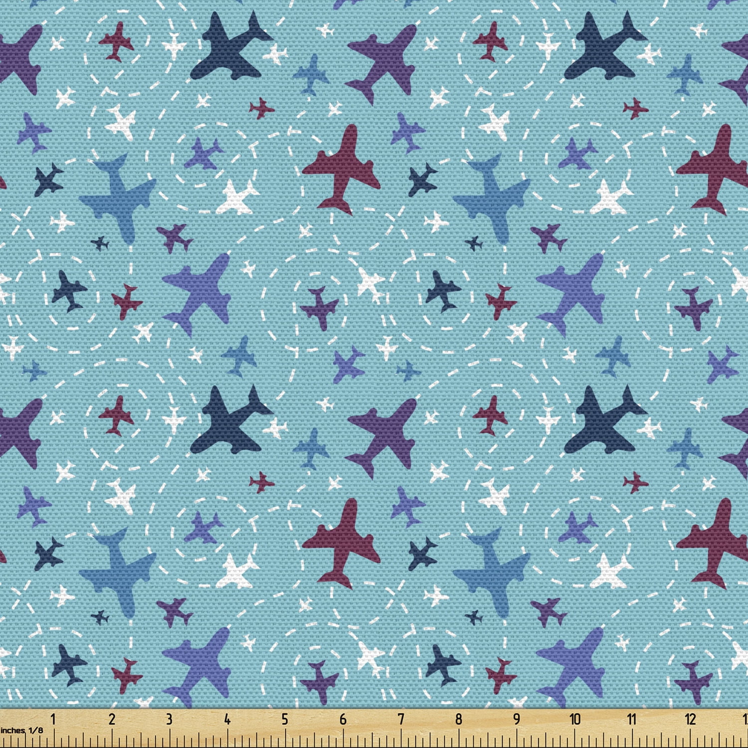 Ambesonne Airplane Fabric by the Yard Upholstery, Aircraft Traces in ...