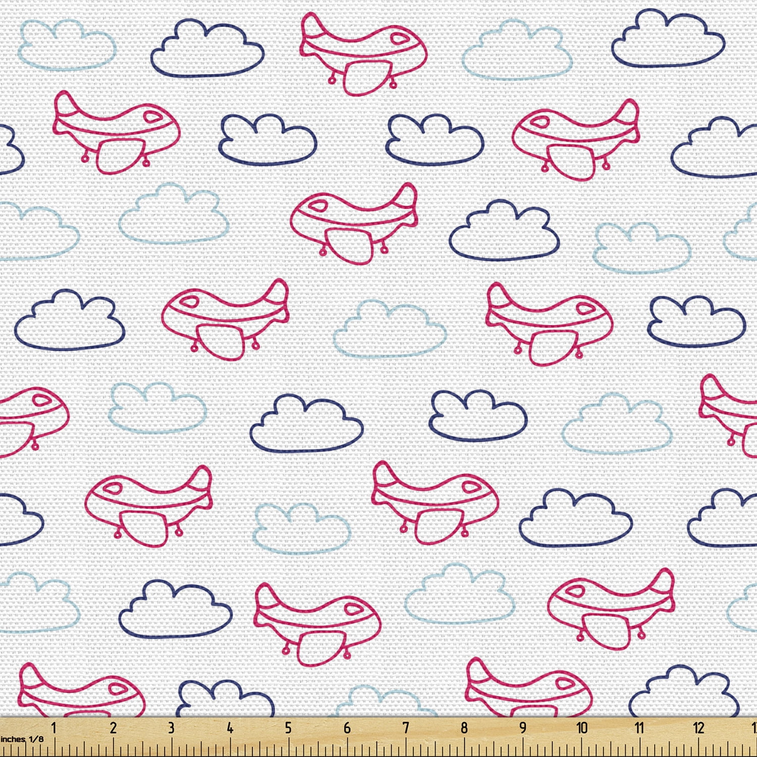 Ambesonne Airplane Fabric by the Yard Upholstery, Pink Airships, 1 Yard ...