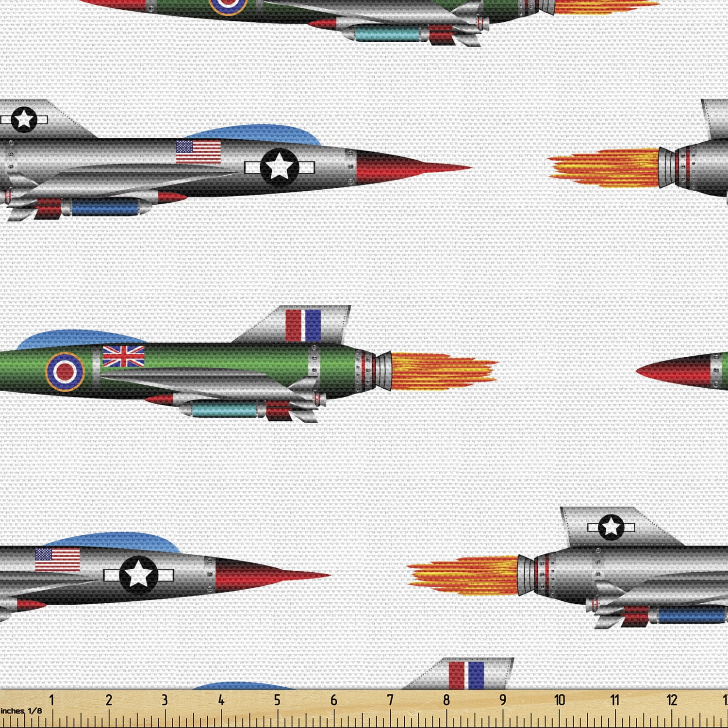 Ambesonne Colorful Fabric by the Yard Upholstery, Jets Aviation Design ...