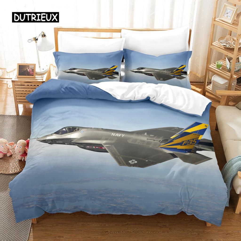 Airplane Fighter Duvet Cover Sky Flying Fighter Bedding Set for Kids ...