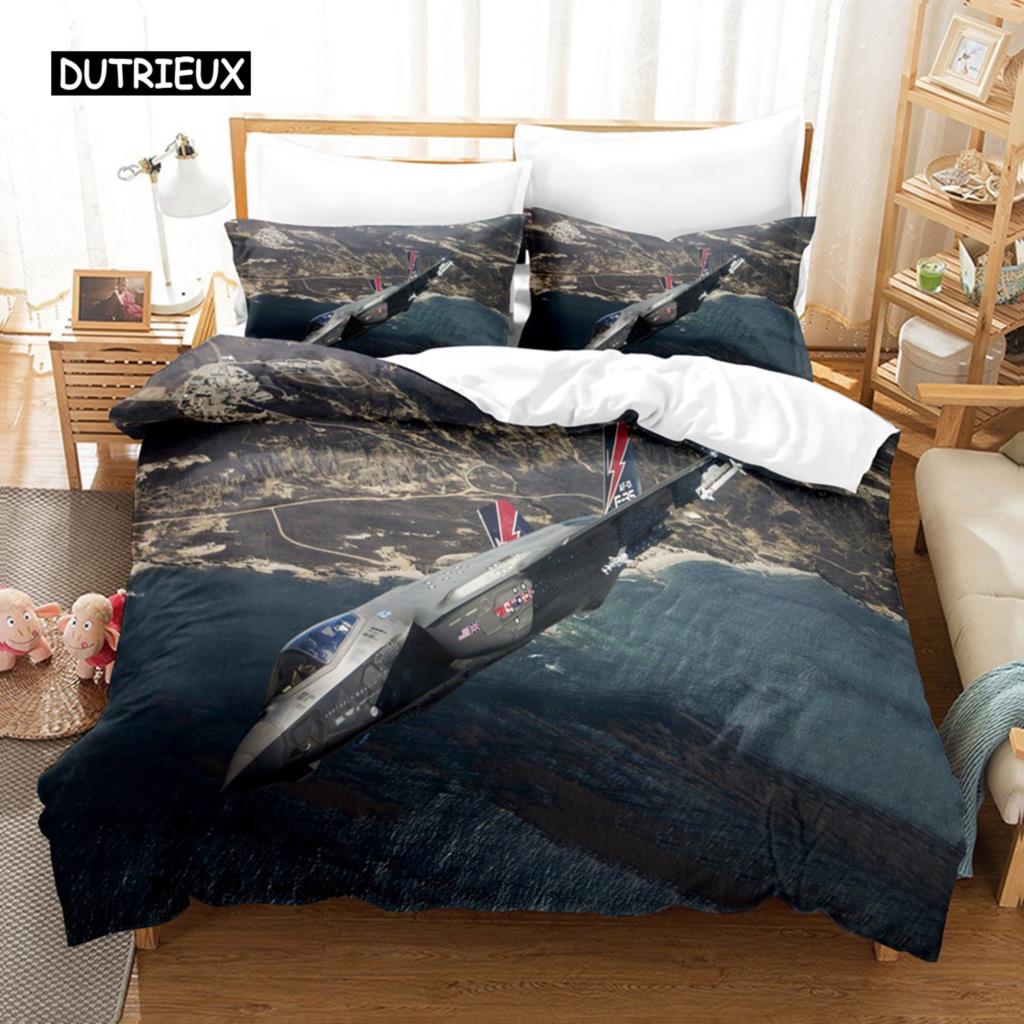 Airplane Fighter Duvet Cover Sky Flying Fighter Bedding Set for Kids ...