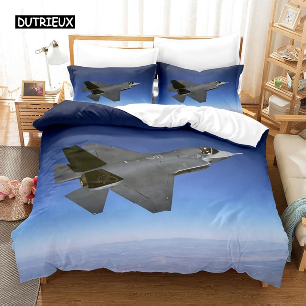 Airplane Fighter Duvet Cover Sky Flying Fighter Bedding Set for Kids ...