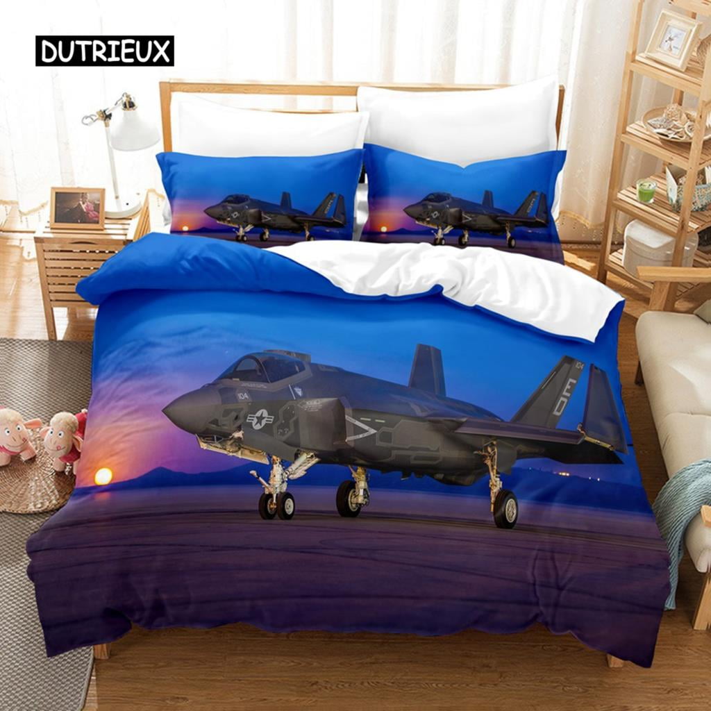 Airplane Fighter Duvet Cover Sky Flying Fighter Bedding Set for Kids ...