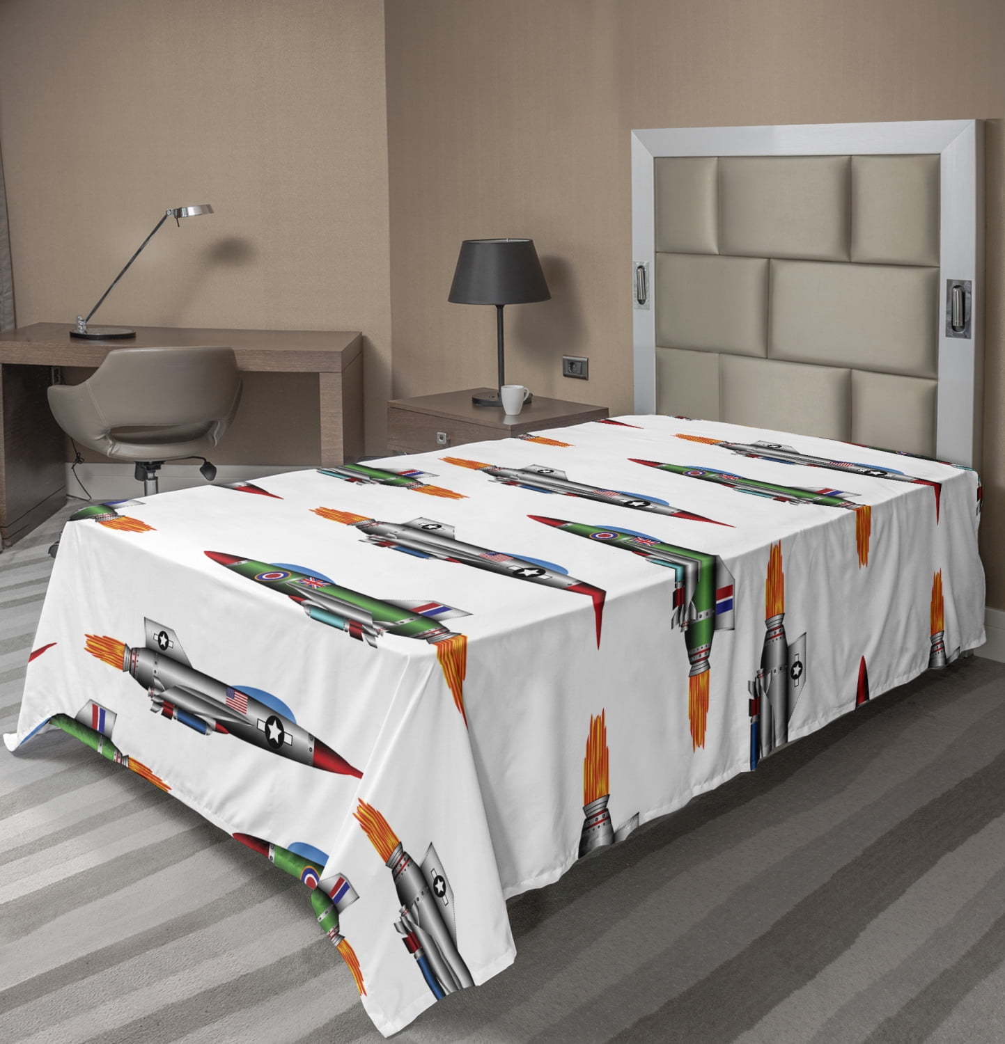 Ambesonne Colorful Flat Sheet, Jets Aviation Design, Twin Size ...