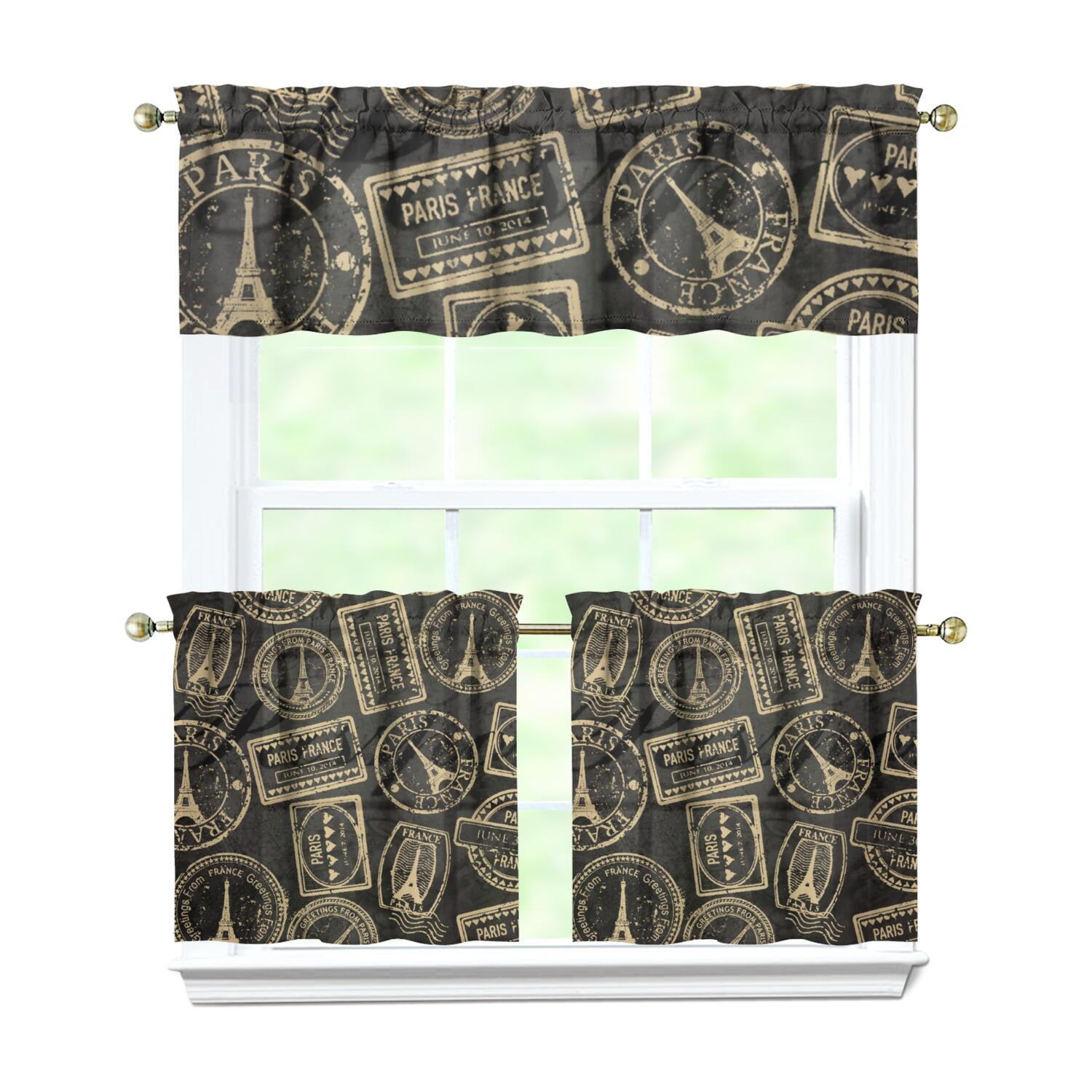 Airplane Flight Kitchen Curtains Set - Fashion Paris Vintage Style Tier ...