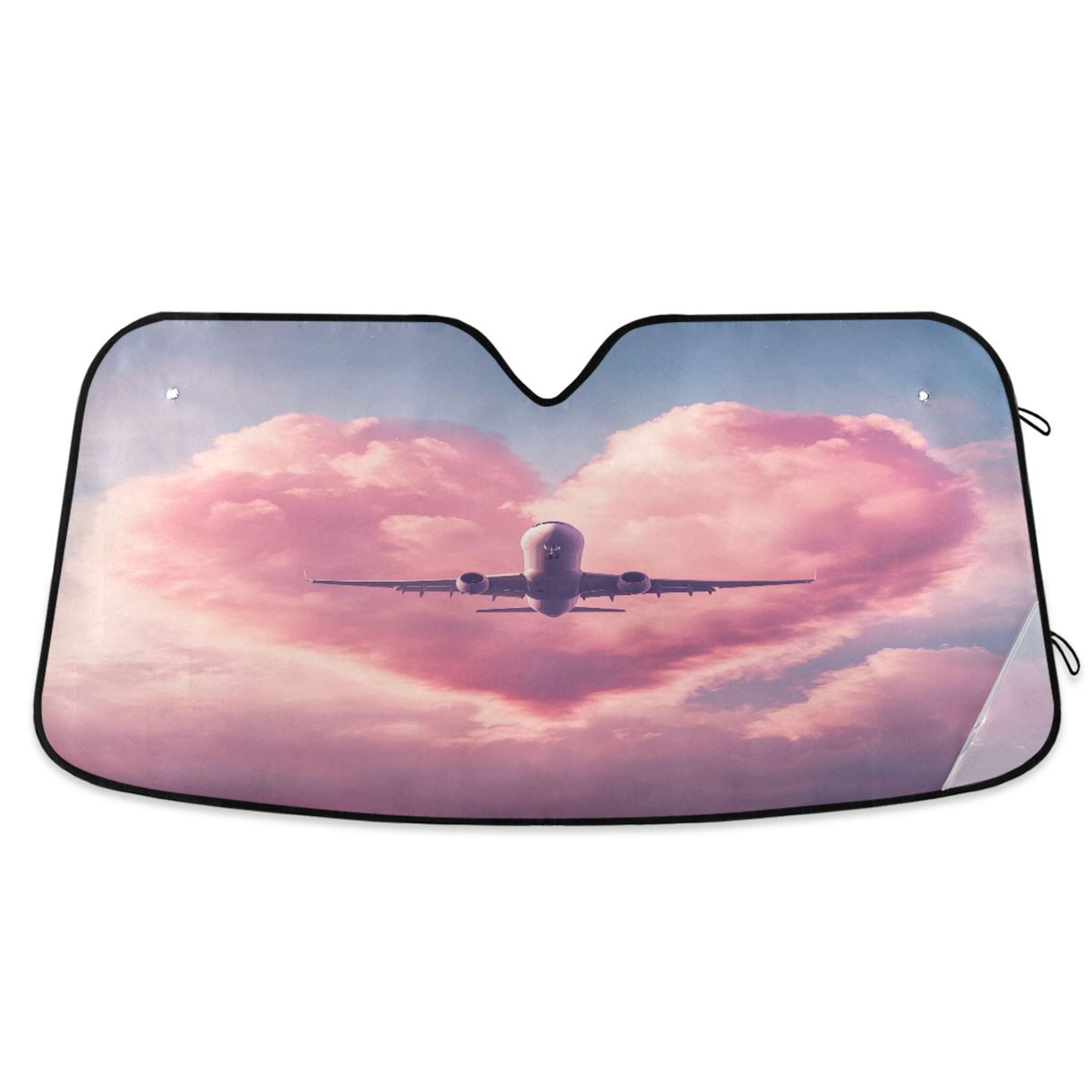 Airplane Fly Through Heart Cloud Car Windshield Sun Shade Foldable Car ...