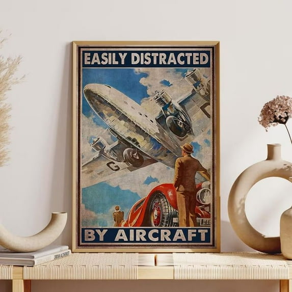 Airplane Flying Pilot Men Vintage Art Poster, One Sheet Wall Size 24 ...