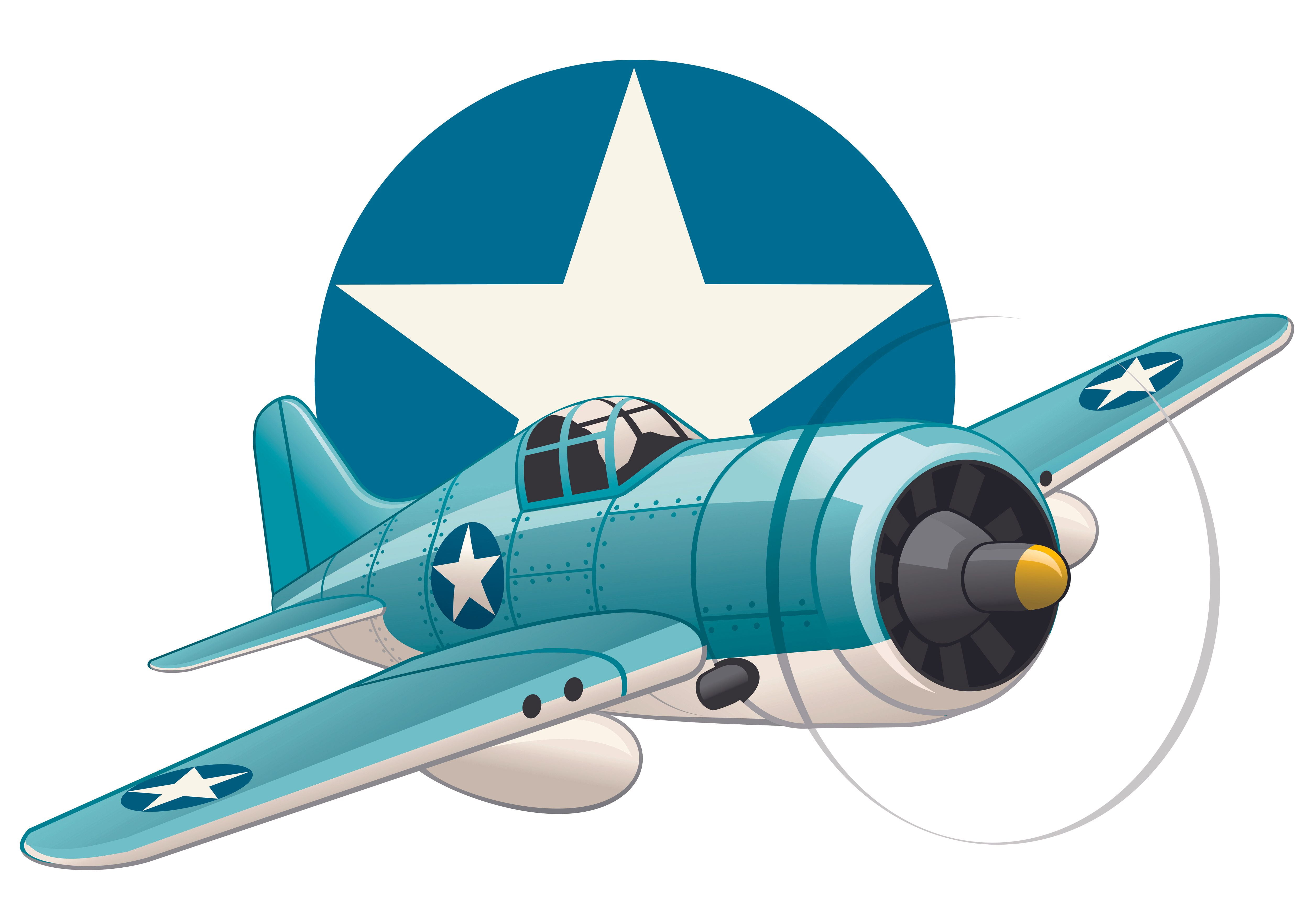 Airplane Flying Plane Sky Star Blue Customized Wall Decal - Custom ...