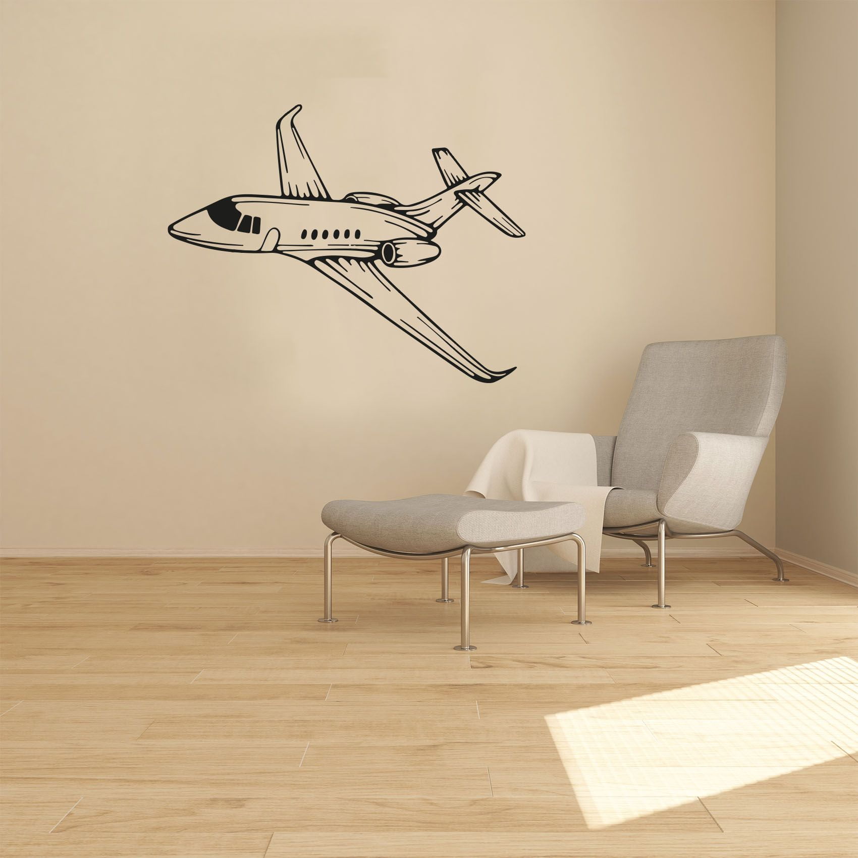Airplane Flying Scene Silhouette Air Plane Jet Helicopter Wall Sticker ...