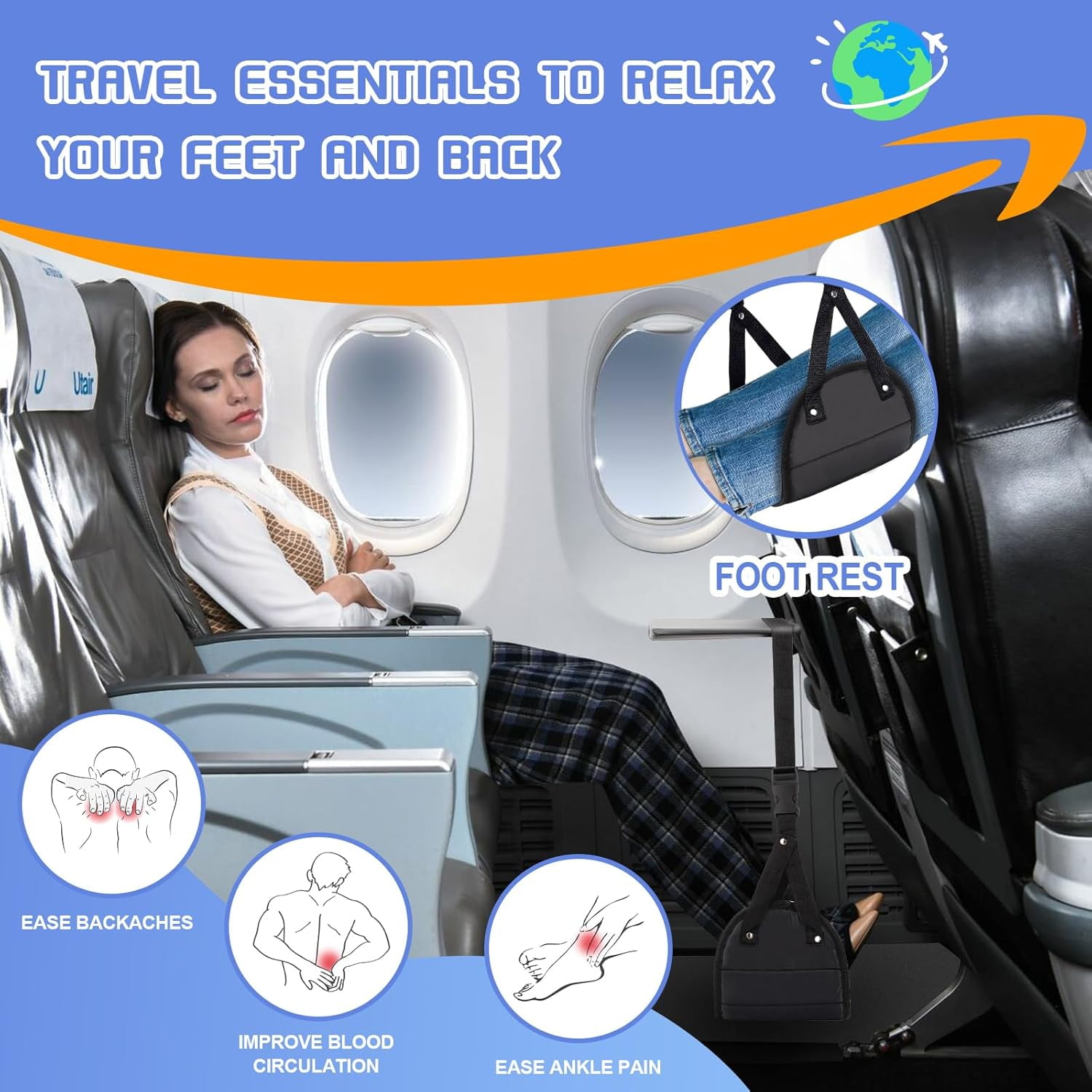 Airplane Foot Hammock, YUHUINCZRY Portable Flight Leg Stool, Ideal for ...