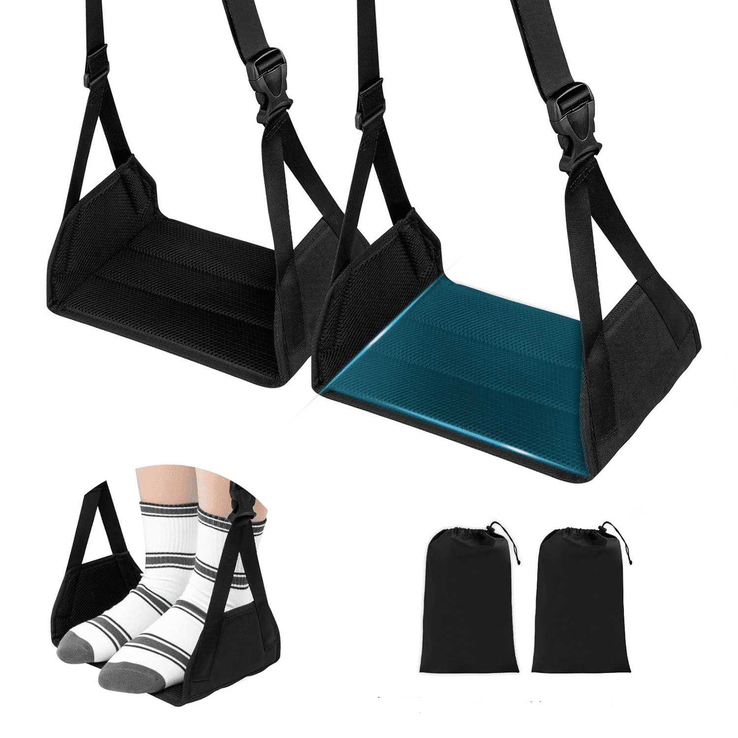 Airplane Footrest - Ergonomic Adjustable Foot and Heel Hammock - Long ...