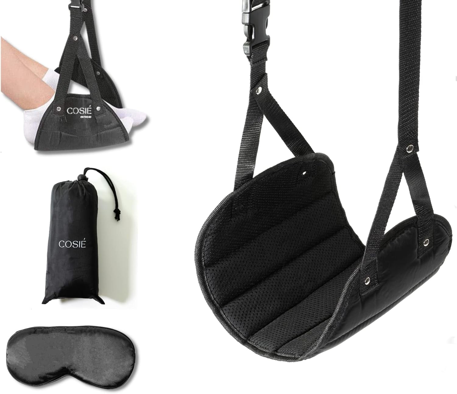 Airplane Footrest - Foot Hammock Premium Memory Foam with Sleep Mask ...