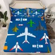 Cute Aircraft Fitted Sheet Twin,Airplane Kawaii Bed Sheets Helicopter ...