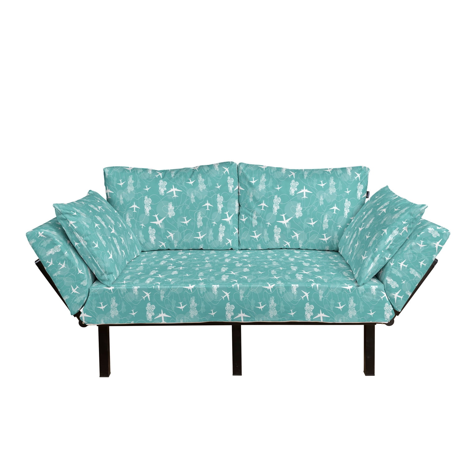 Airplane Futon Couch, Disoriented Flying Jets in Clear Sky with Curly ...