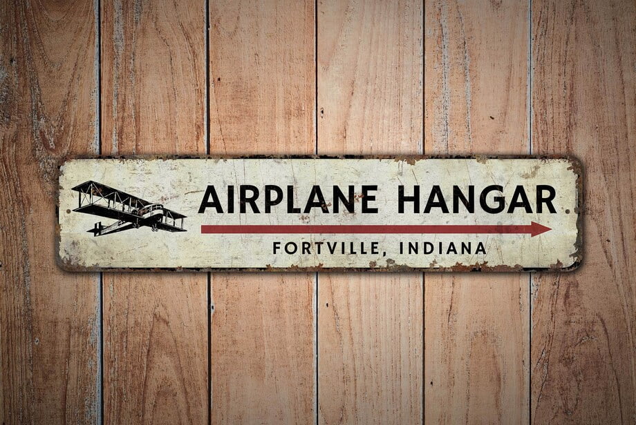 Airplane Hangar Sign Airplane Hangar Decor Airplane Hangar Hangar Arrow ...