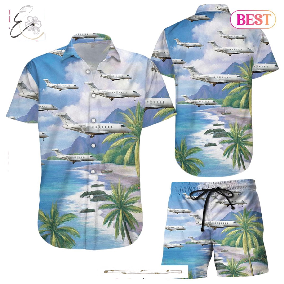 Airplane Hawaiian Shirt Airplane Tropical Button Down Shirt Beach ...