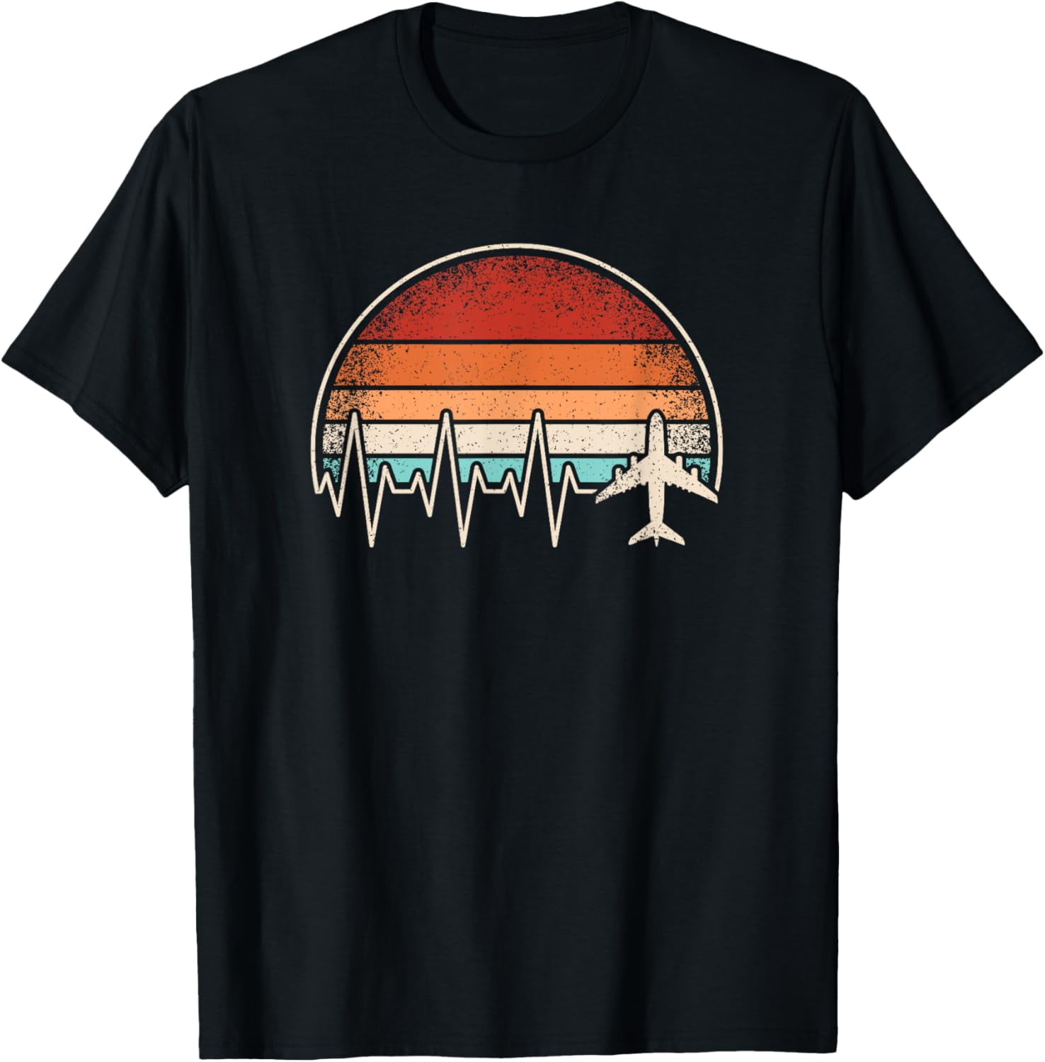 Airplane Heartbeat Pilot Flying Aviator Aviation Fly Plane T-Shirt ...