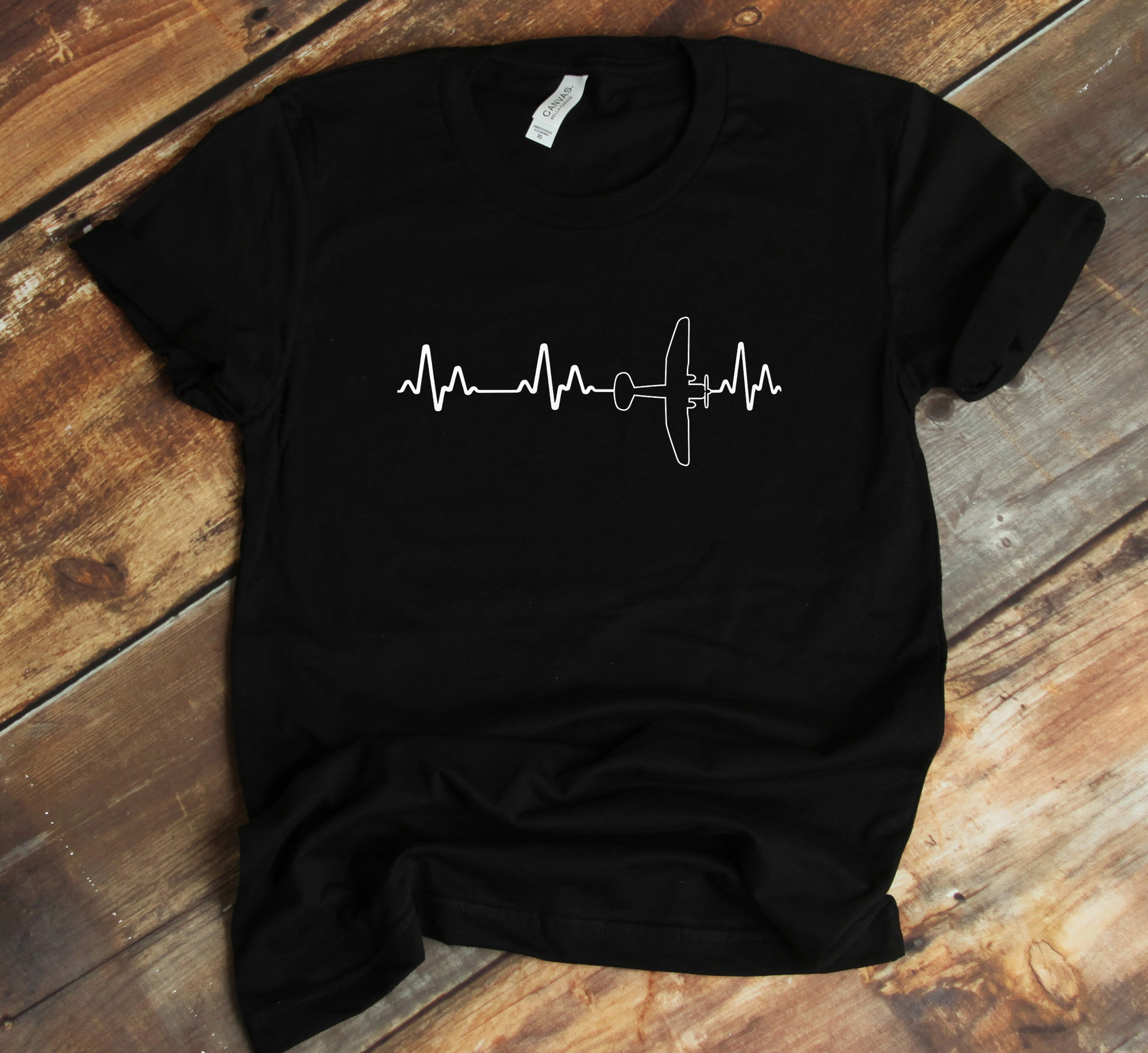 Airplane Heartbeat T-Shirt - Aviation Pilot Shirt - Flying Flight ...