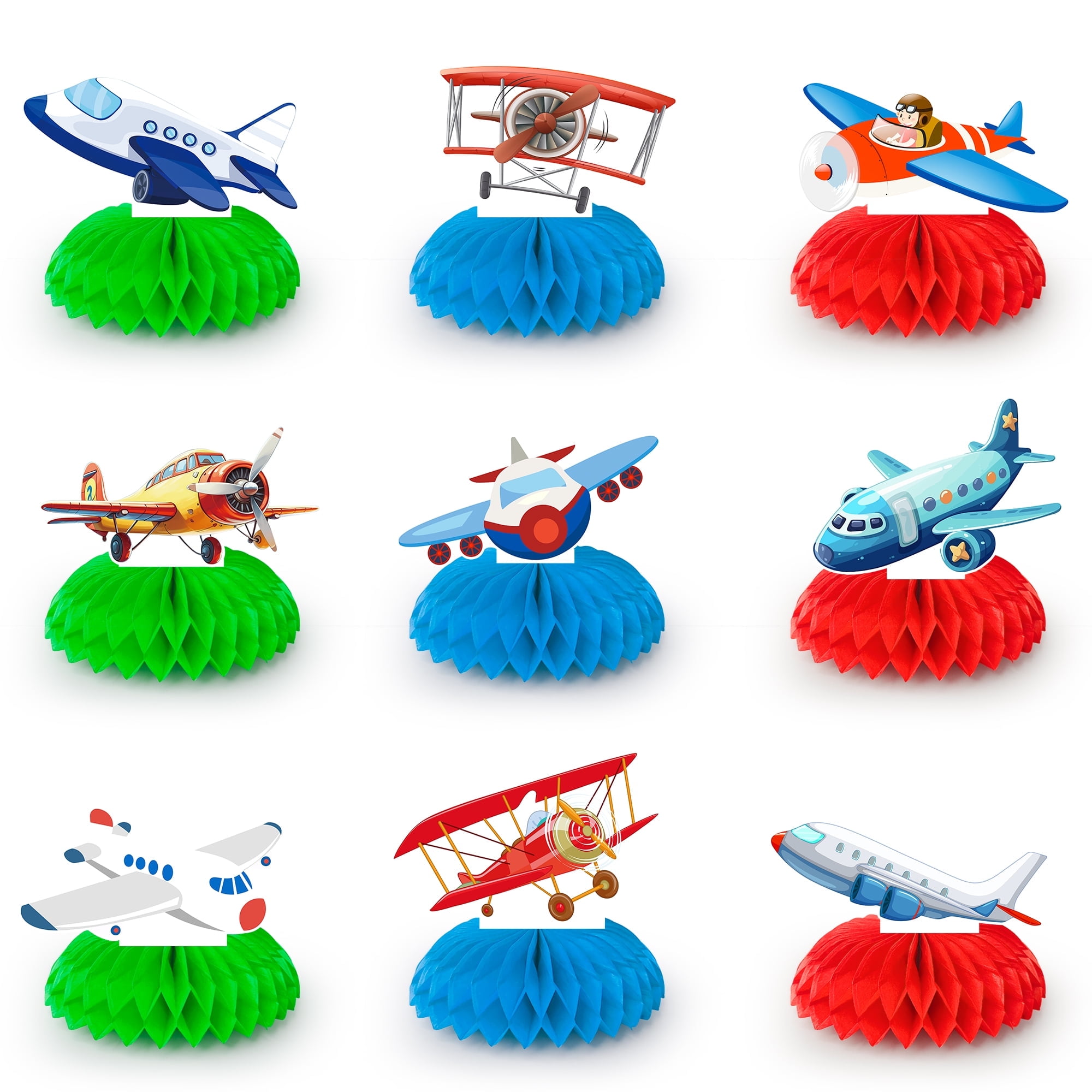 Airplane Honeycomb Centerpieces, 9 Pcs Aircraft Happy Birthday ...