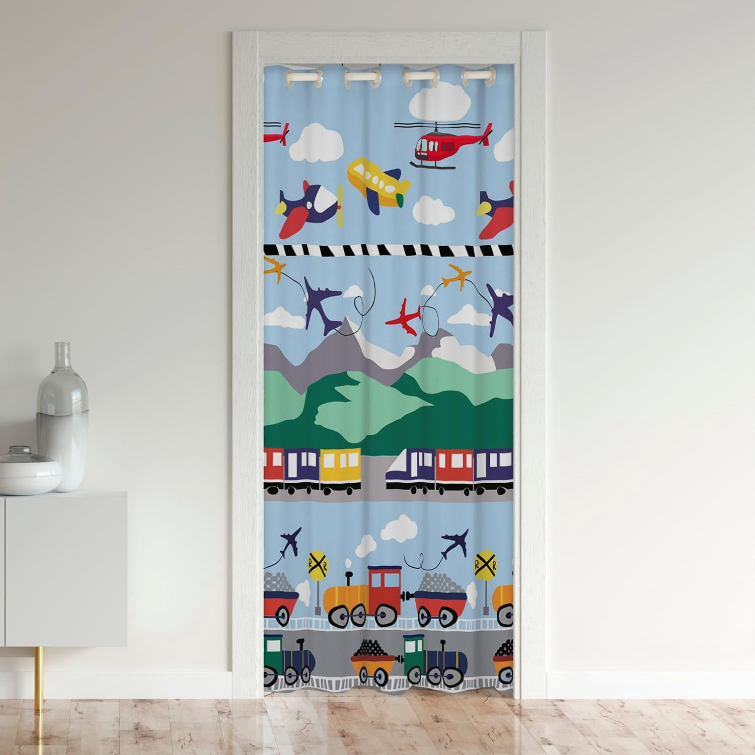 Airplane Hot Air Balloon Door Curtains Privacy Closet Nor Doors Cover ...