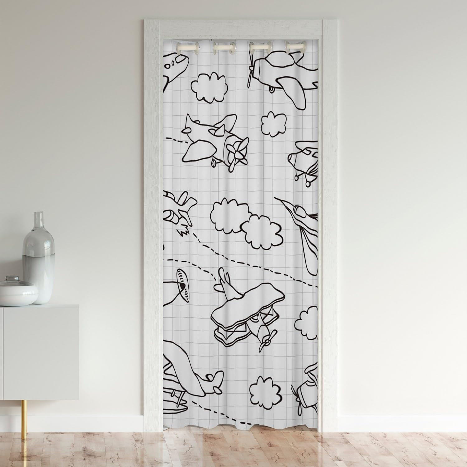 Airplane Hot Air Balloon Rocket Door Curtains Privacy Closet Noren ...