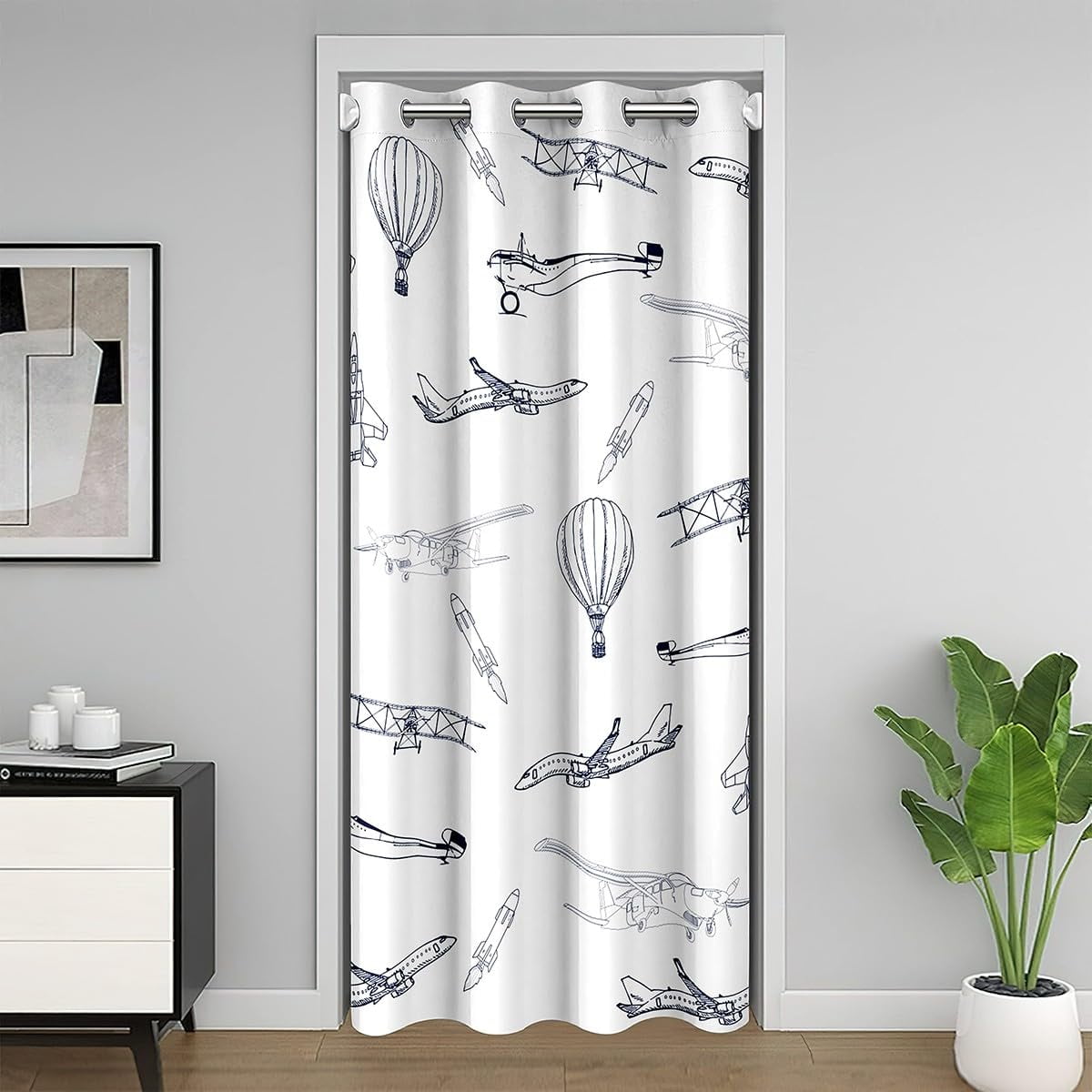 Airplane Hot Air Balloon Rocket Door Curtains Privacy Closet Noren ...