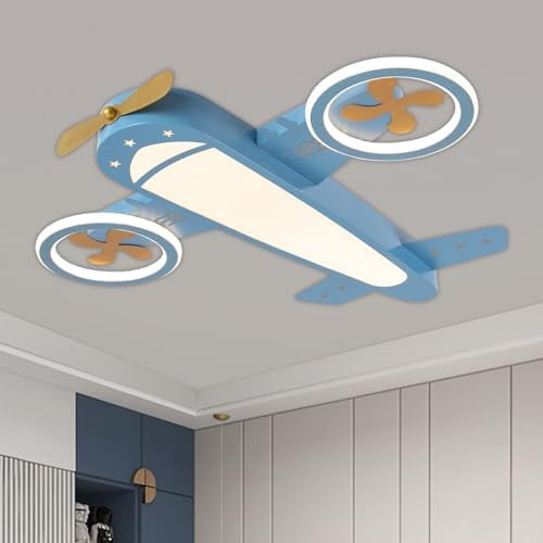 Airplane Kids Ceiling Light, 23" Boys Room Blue Airplane Shape Acrylic ...
