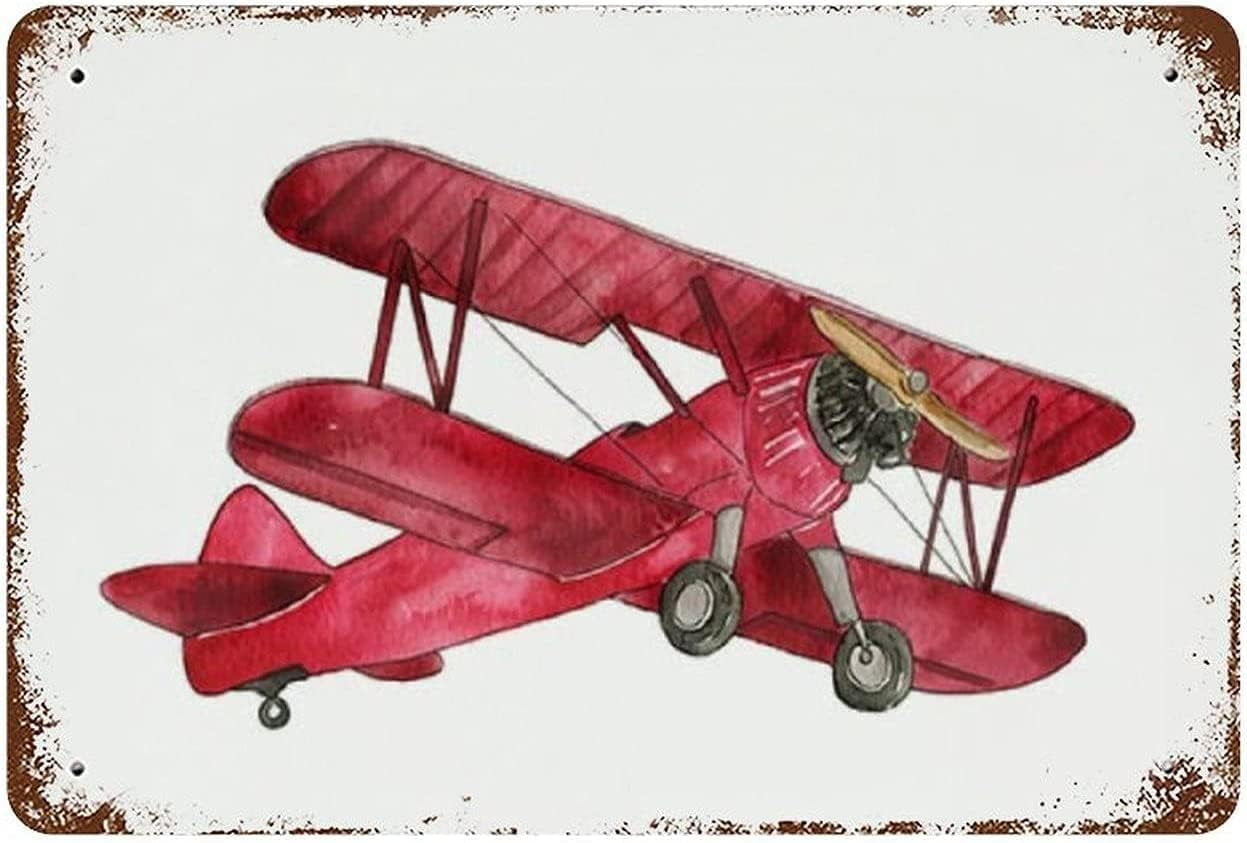 Airplane Kids Room Aviation Plane Decor Helicopter Biplane Metal Sign ...