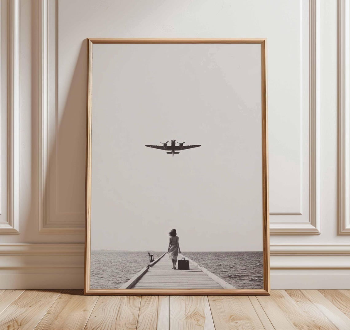 Airplane Landing Aviation Black and White Travel Aircraft Pilot Art ...