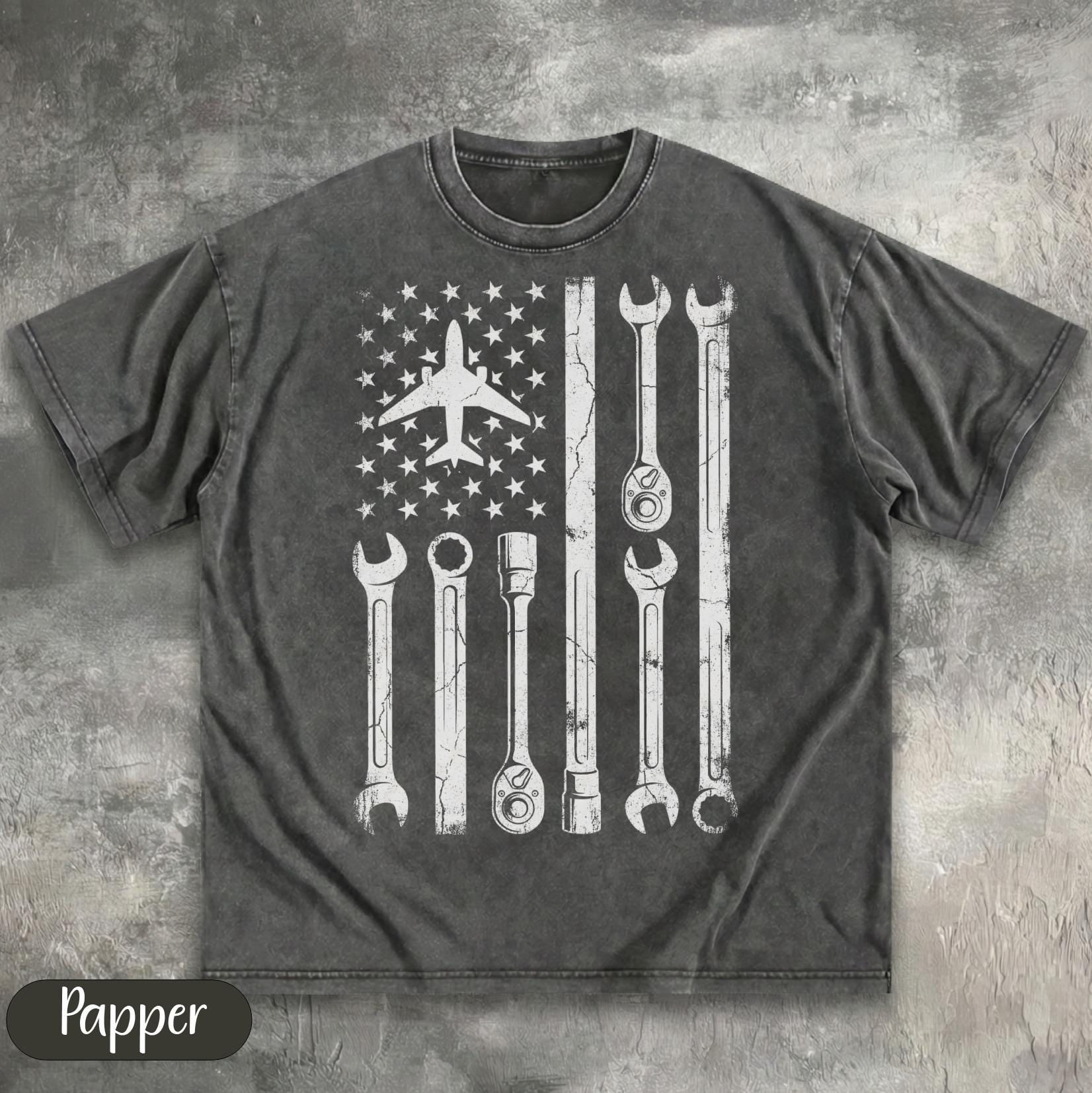 Airplane Mechanic T-Shirt, American Flag Wrenches Shirt, Comfort Colors ...