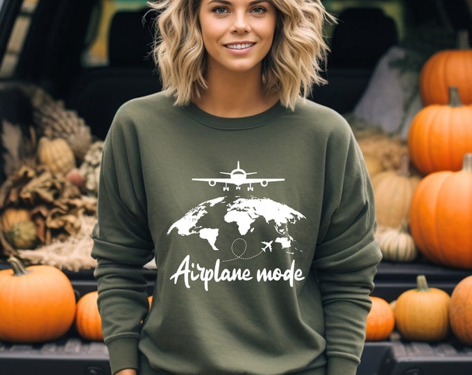 Airplane Mode Sweatshirt, Airplane Outfit, Travel Sweater, Traveler ...