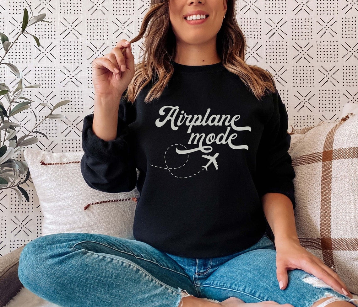 Airplane Mode Sweatshirt, Flight Sweater, Traveler, Vacation Mode Shirt ...