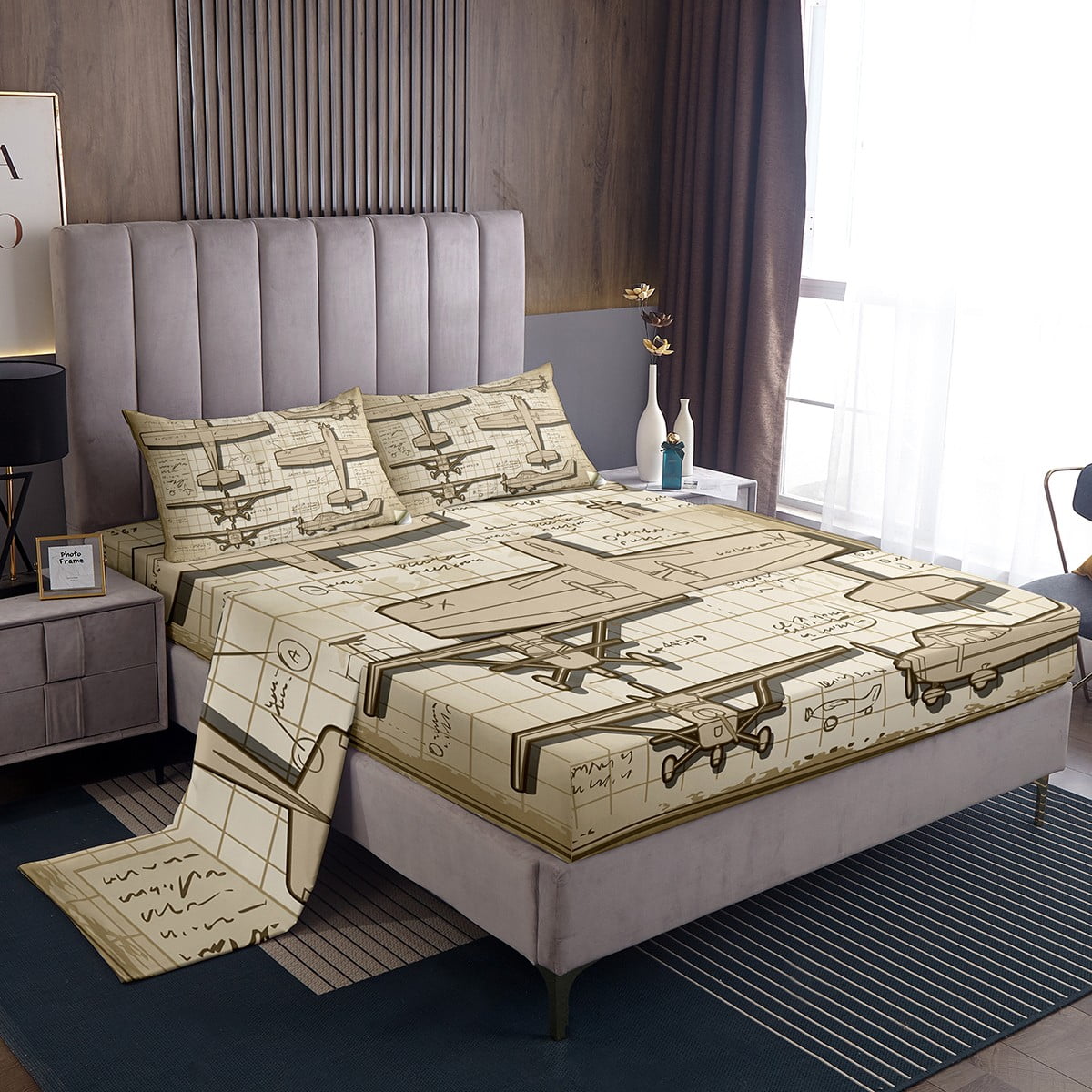 Airplane Model Bed Sheets Set Helicopter Aeroplane Military Transport ...