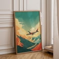 Airplane Mountain Landscape Vintage Travel Mid Century Modern Graphic ...